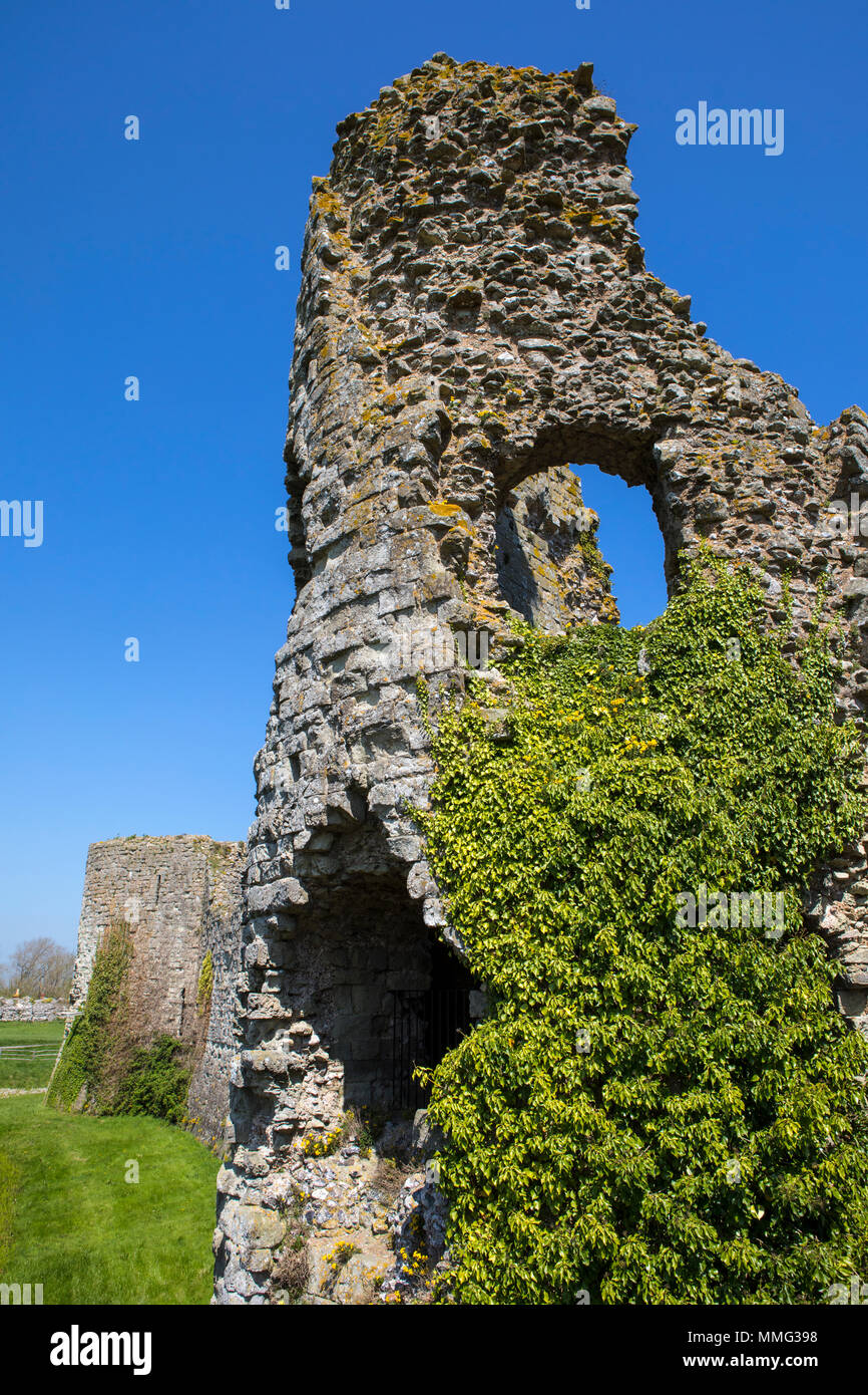 The beautiful ruin of the historic Pevensey Castle in East Sussex, UK ...