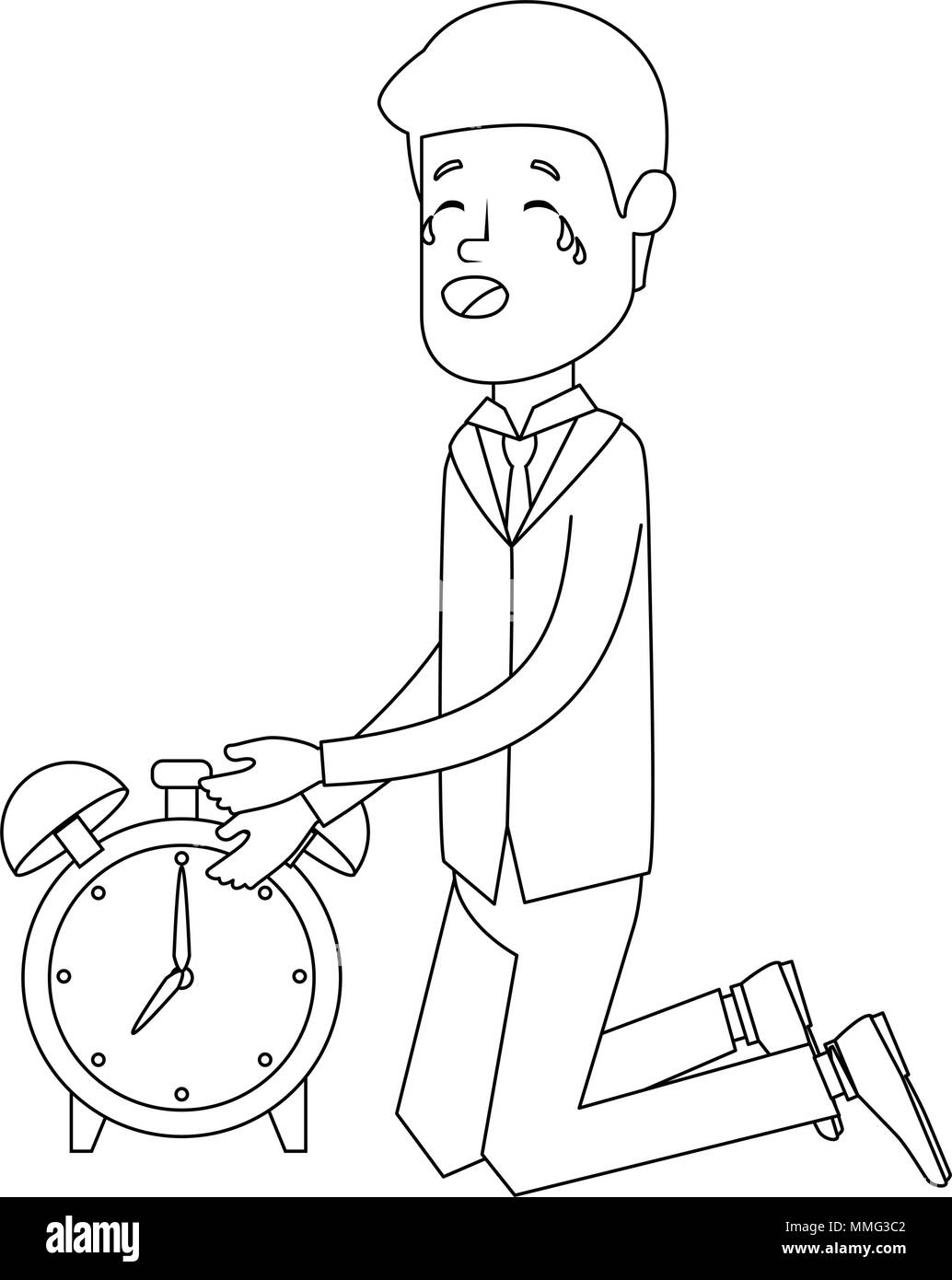 Alarm clock sad face Stock Vector Images - Alamy