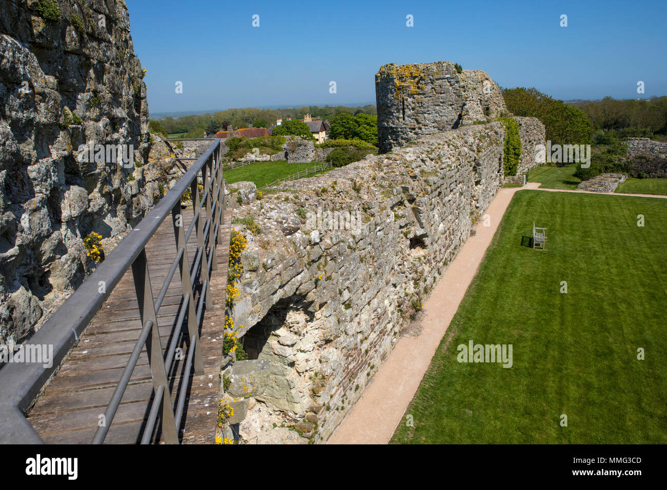 The beautiful ruin of the historic Pevensey Castle in East Sussex, UK ...