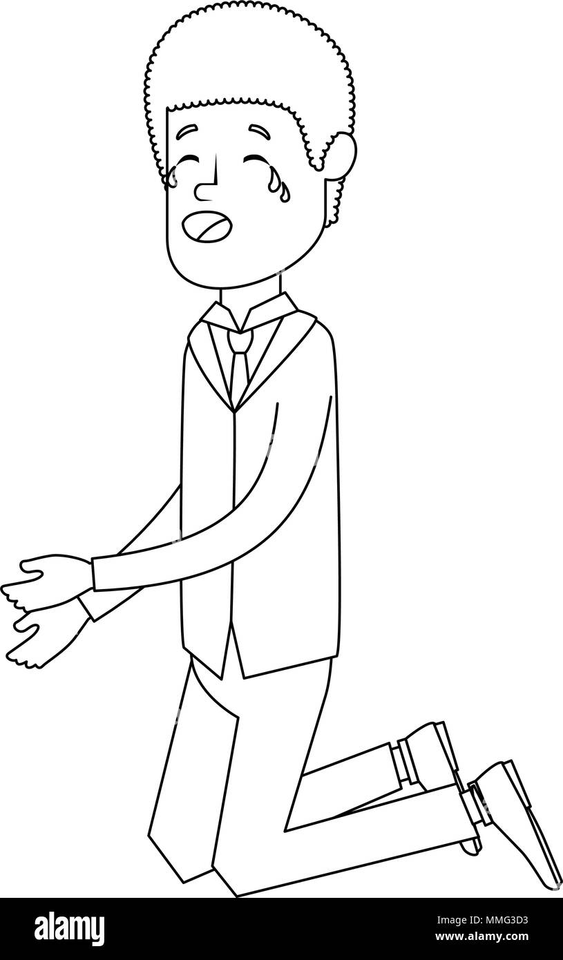 Sad businessman cartoon character Black and White Stock Photos & Images ...