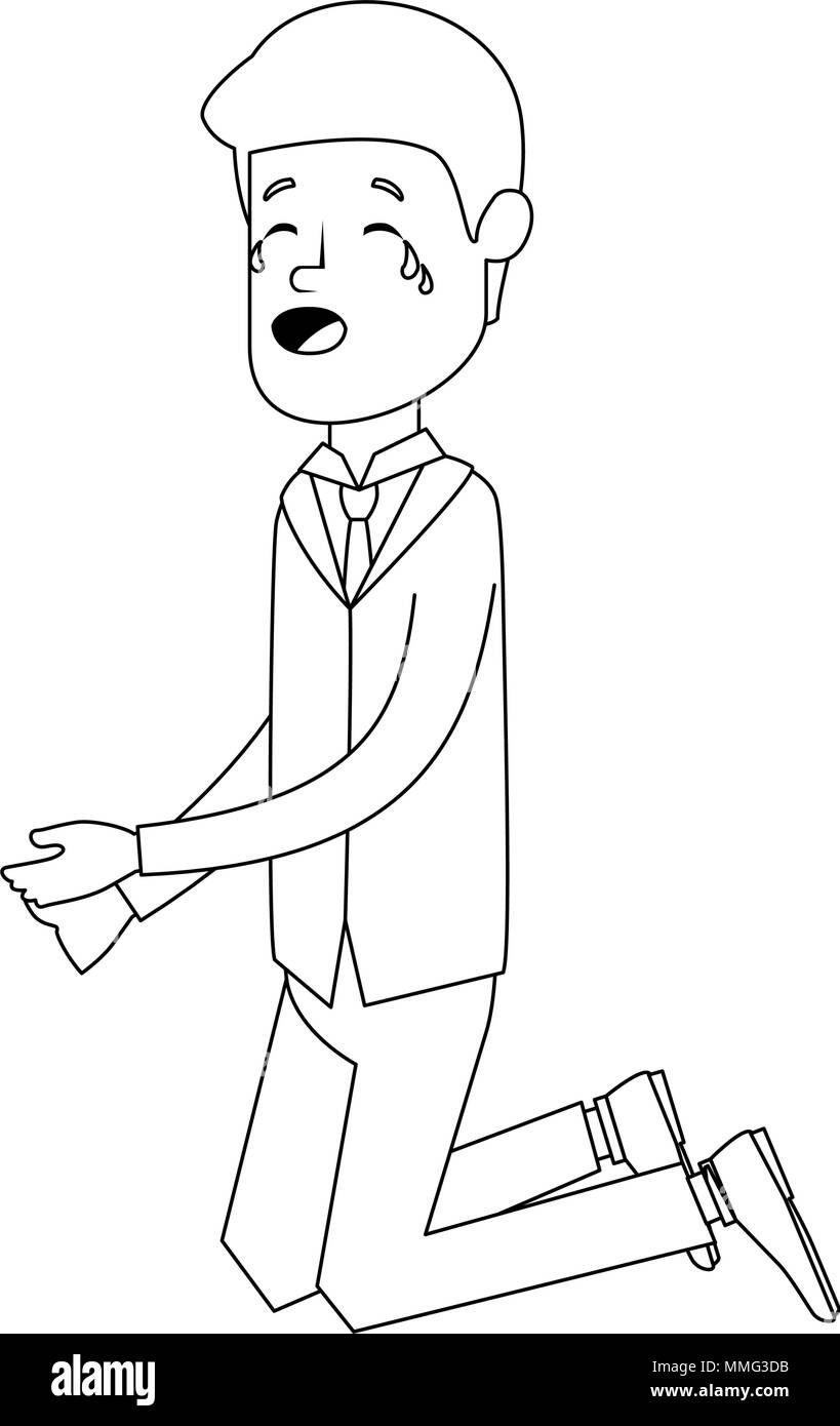 Sad businessman cartoon character Black and White Stock Photos & Images ...