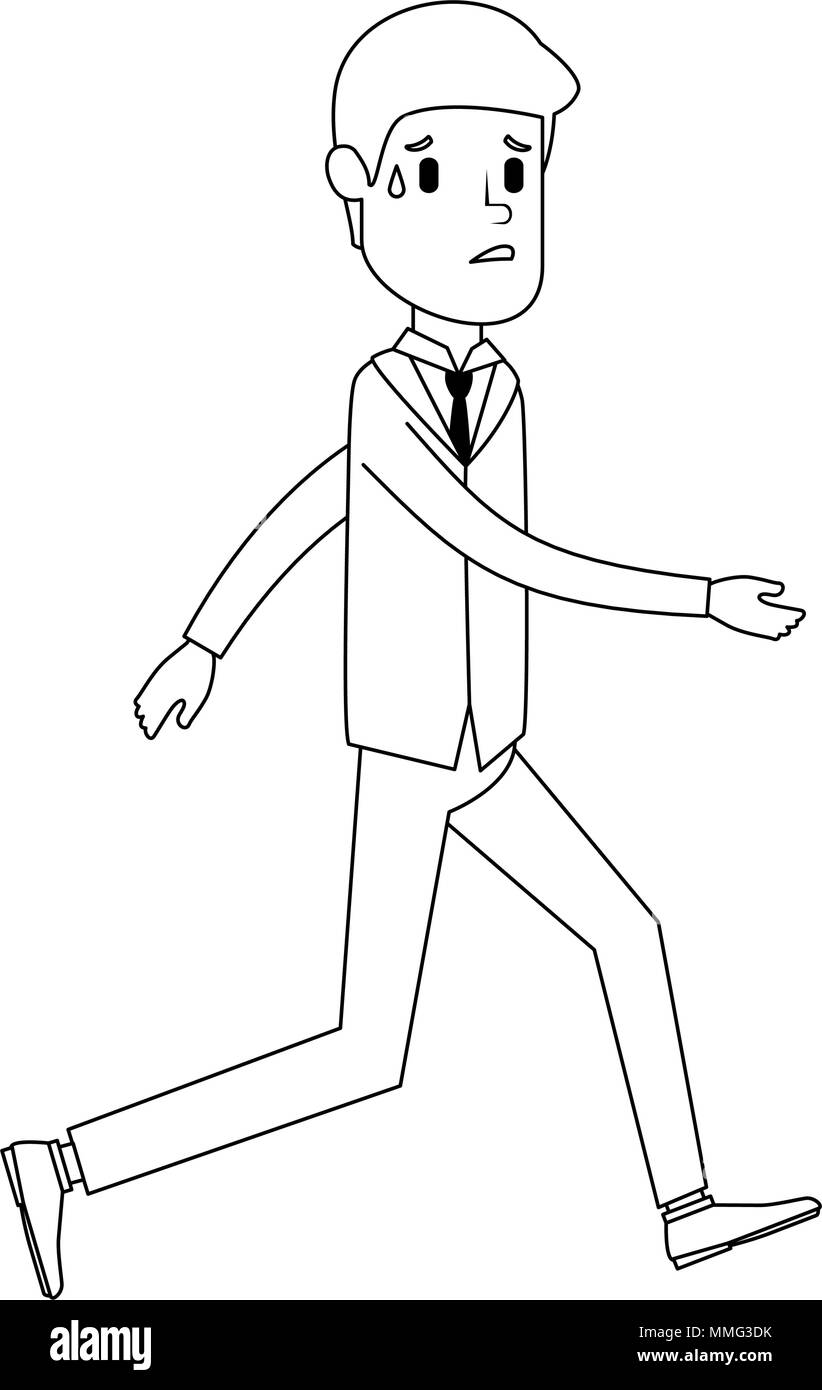 Sad businessman cartoon character Black and White Stock Photos & Images ...