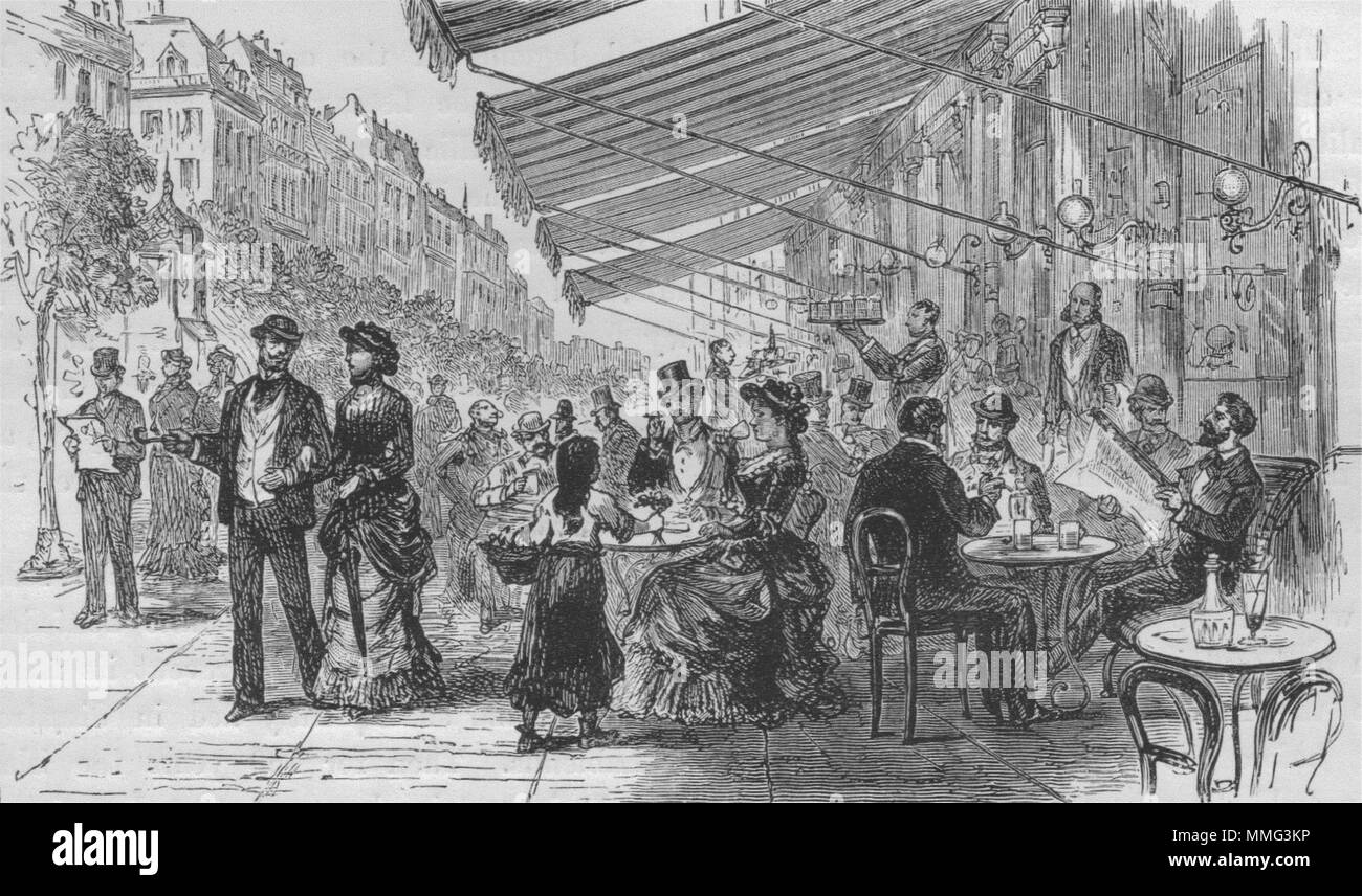 PARIS. The Boulevard Montmartre 1882 old antique vintage print picture ...