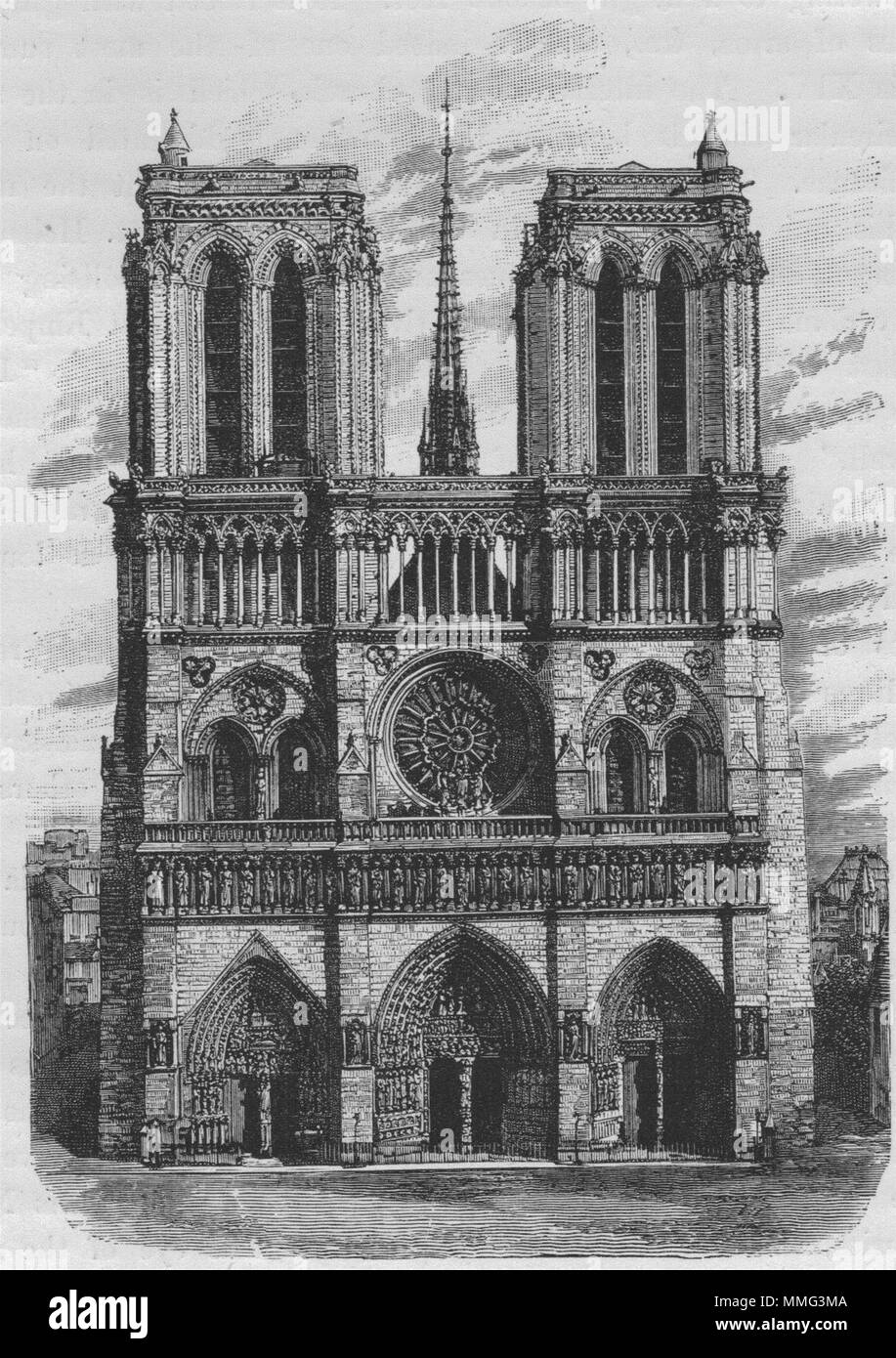 PARIS. Notre Dame (West Front) 1882 old antique vintage print picture ...