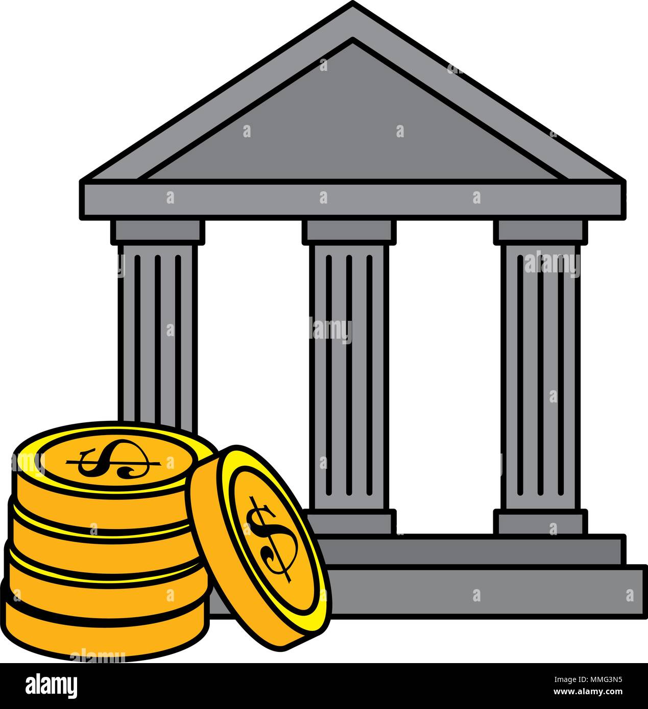 bank building with coins Stock Vector Image & Art - Alamy