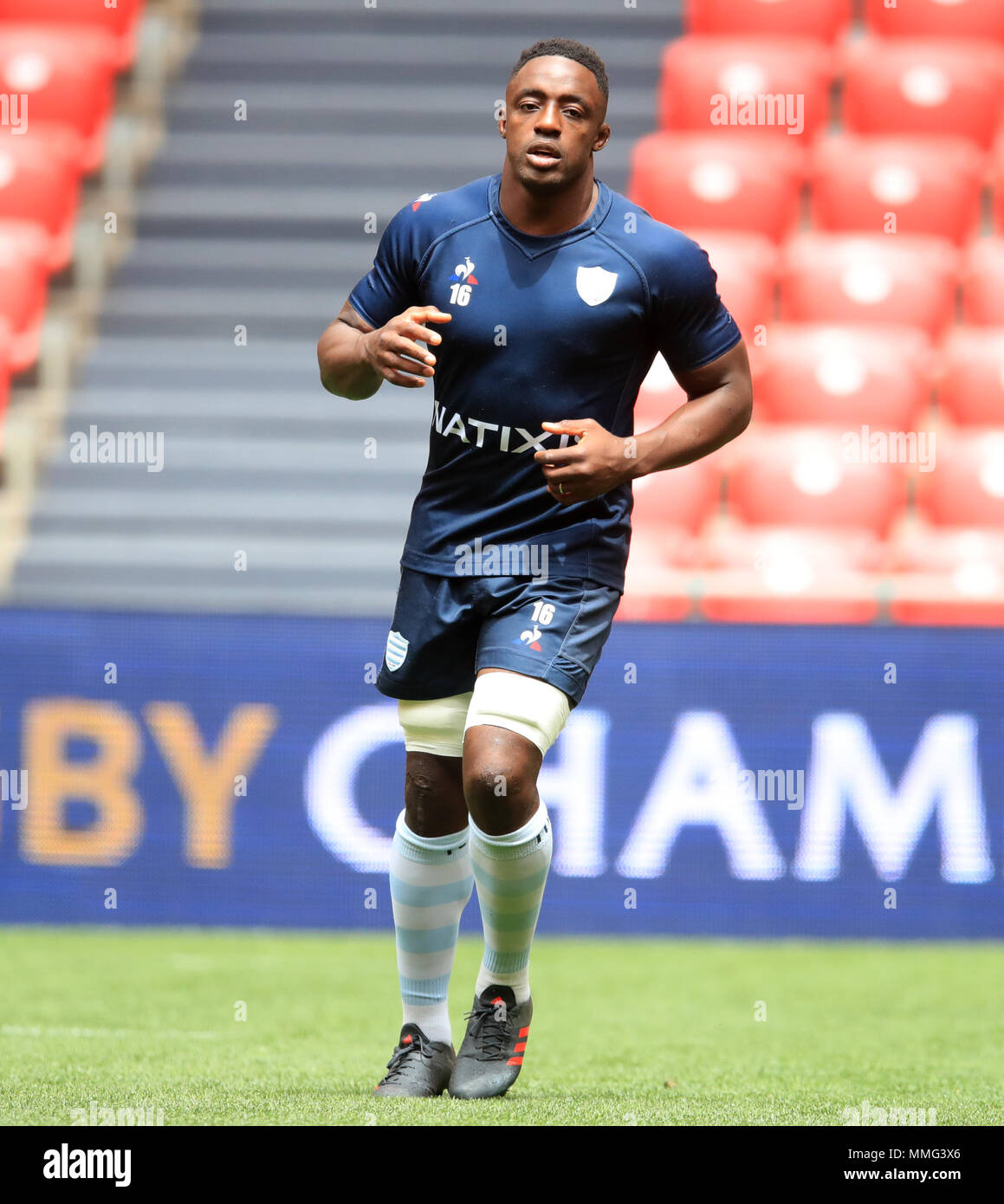 Racing 92's Ole Avei during the captain's run at the San Mames Stadium ...