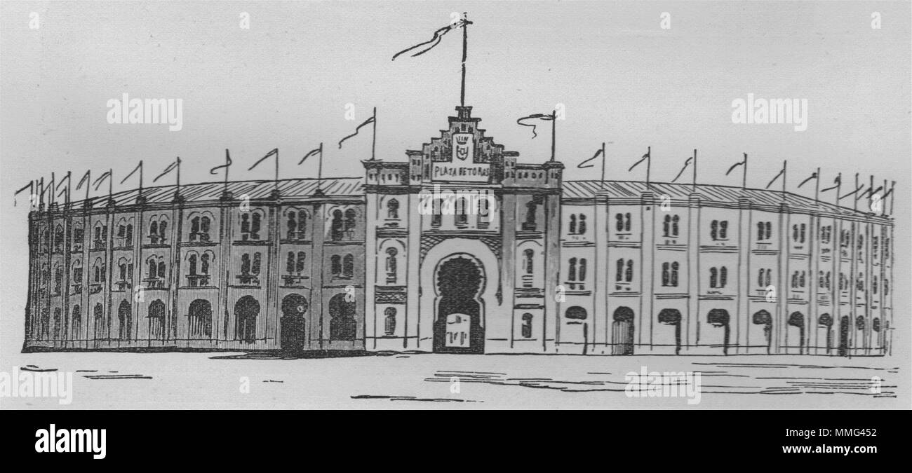 MADRID. The Plaza de Toros 1882 old antique vintage print picture Stock ...