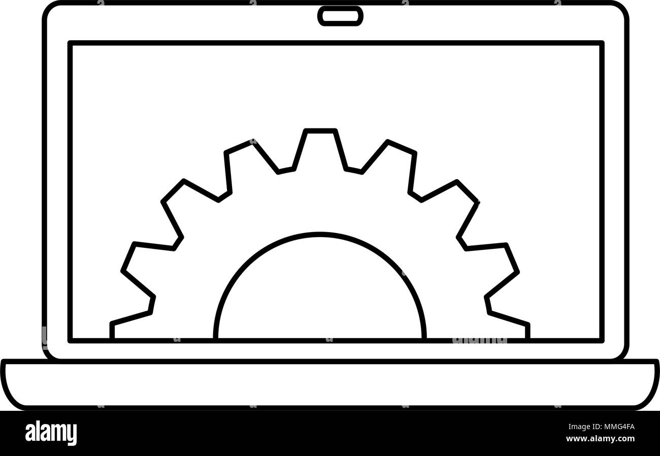 computer laptop with gear Stock Vector Image & Art - Alamy
