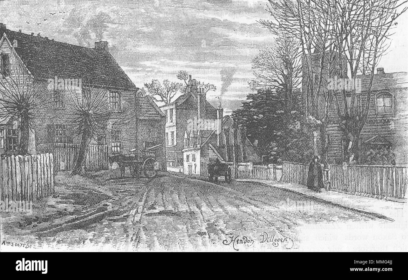 HENDON. Hendon Village 1888 old antique vintage print picture Stock ...