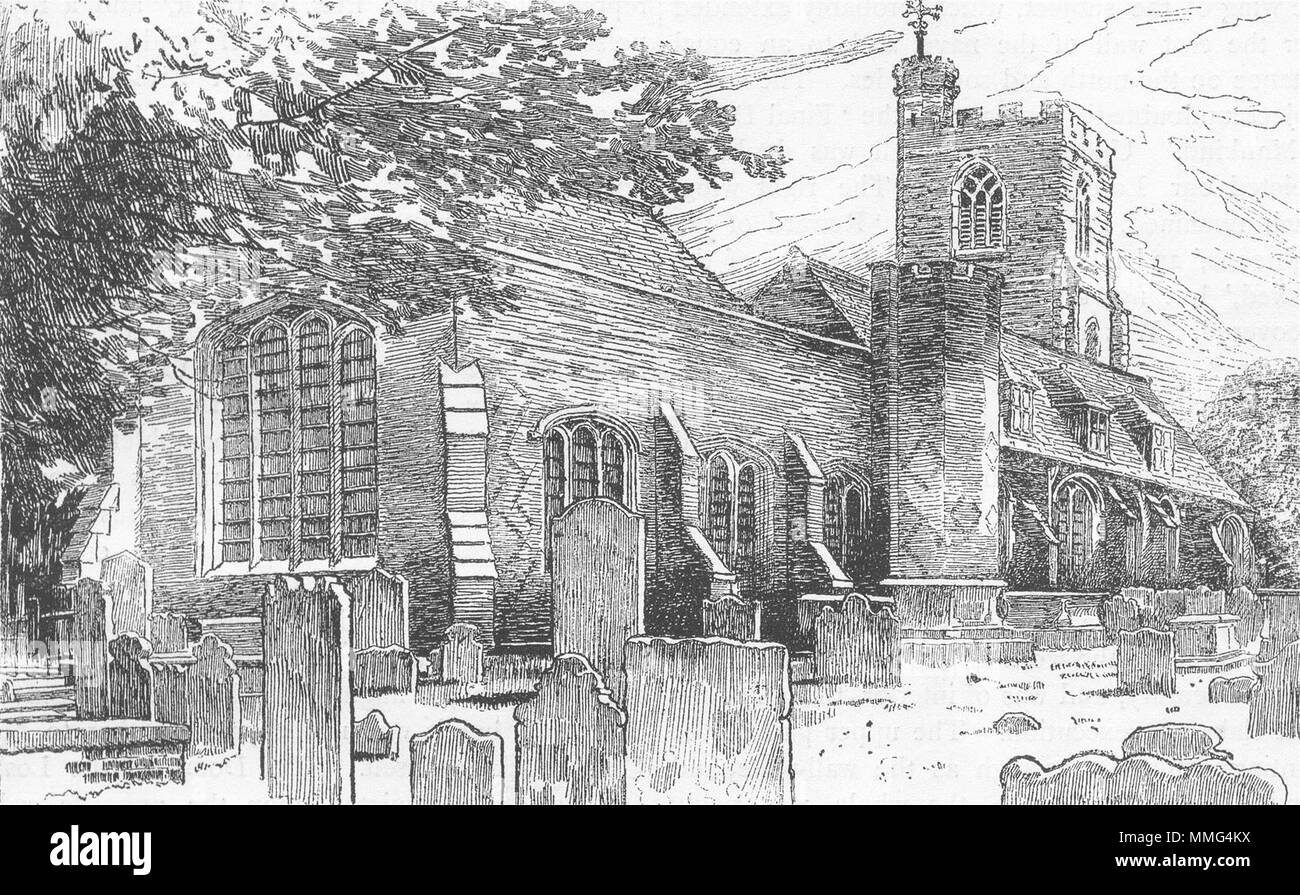 LONDON. West Ham Church 1888 old antique vintage print picture Stock ...
