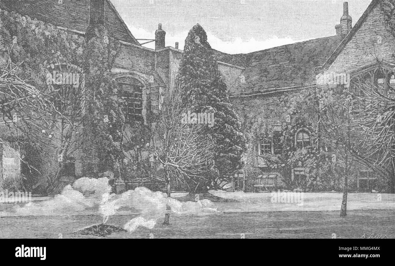 CROYDON. A corner of Croydon Palace 1888 old antique vintage print ...