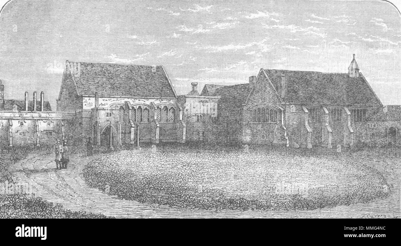 CROYDON . Old Croydon Palace, 1769 (From an old print) 1888 antique ...