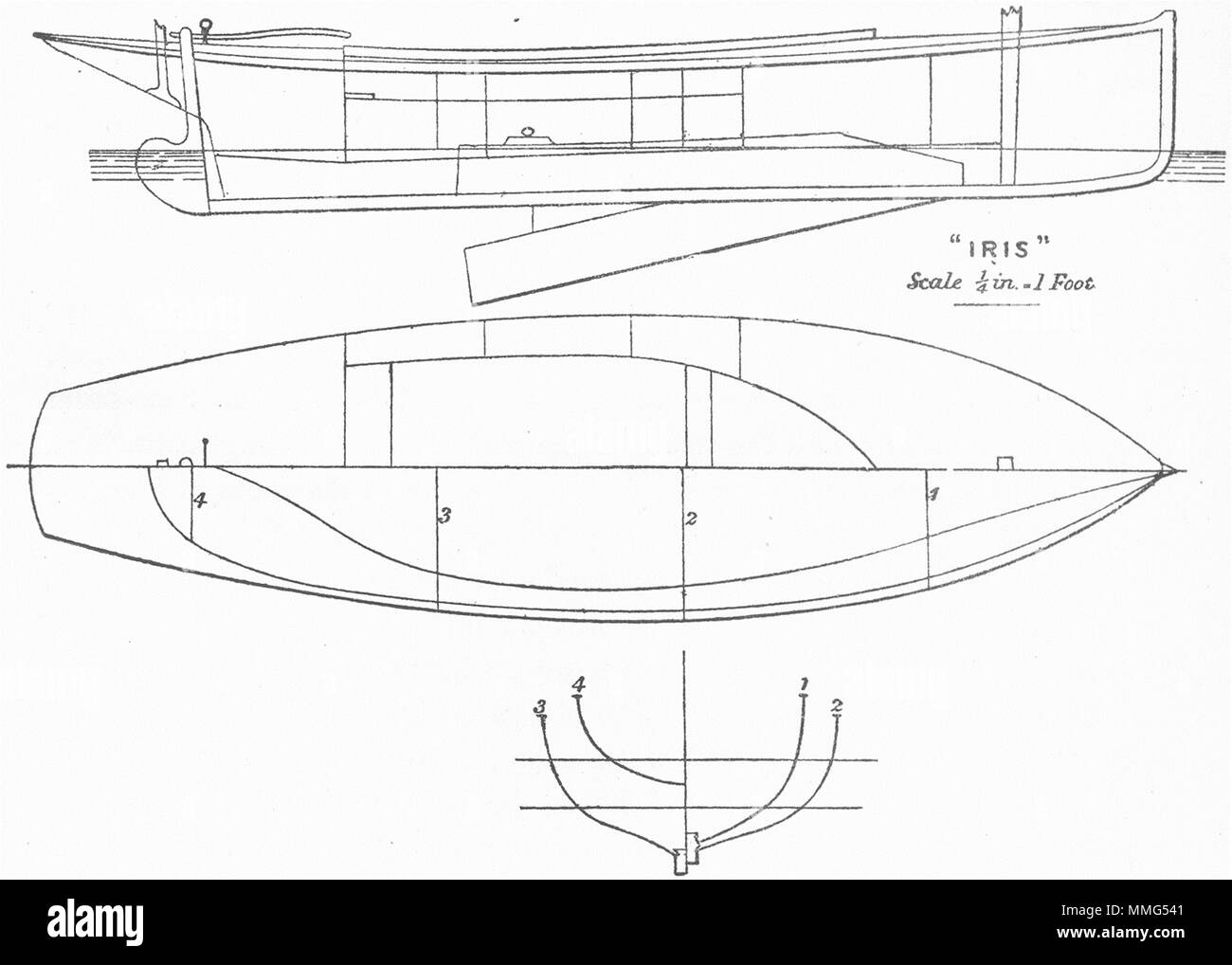 BOATS. Centre-board rowing sailing boat Iris. 'Iris 1891 old antique ...