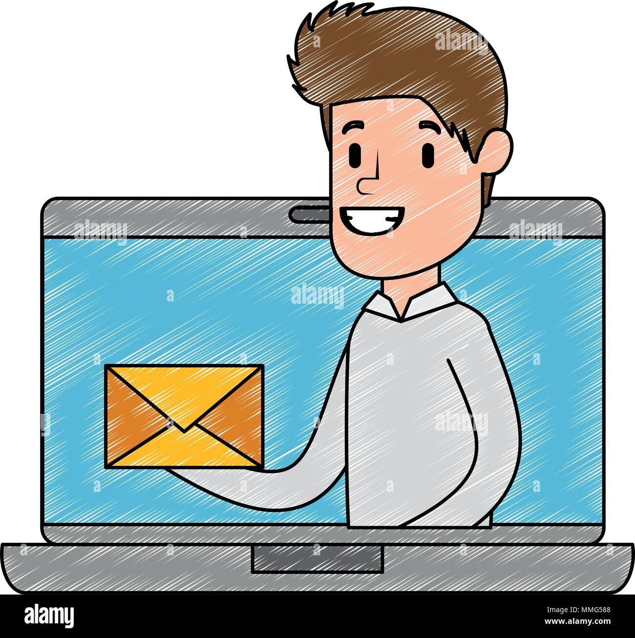 laptop with businessman sending email avatar Stock Vector Image & Art ...