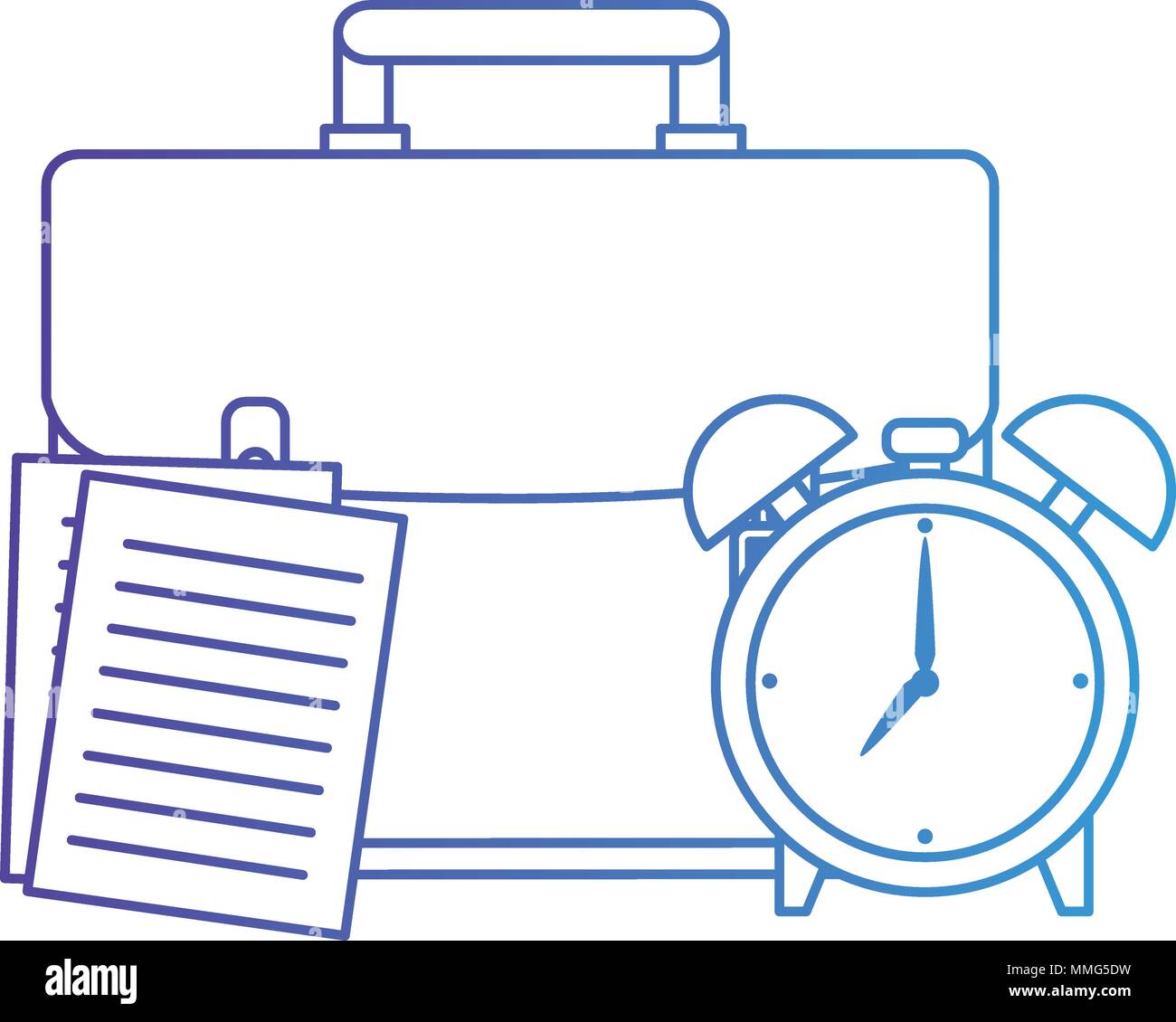 portfolio with documents and alarm clock Stock Vector Image & Art - Alamy