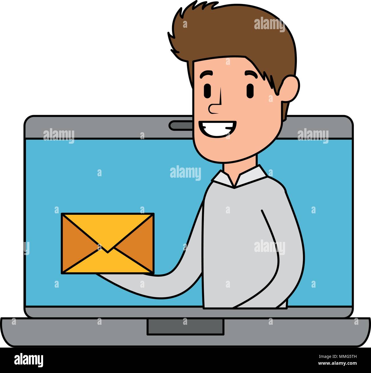 laptop with businessman sending email avatar Stock Vector Image & Art ...