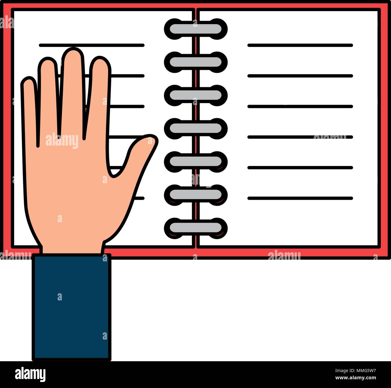hand with notebook school Stock Vector Image & Art - Alamy