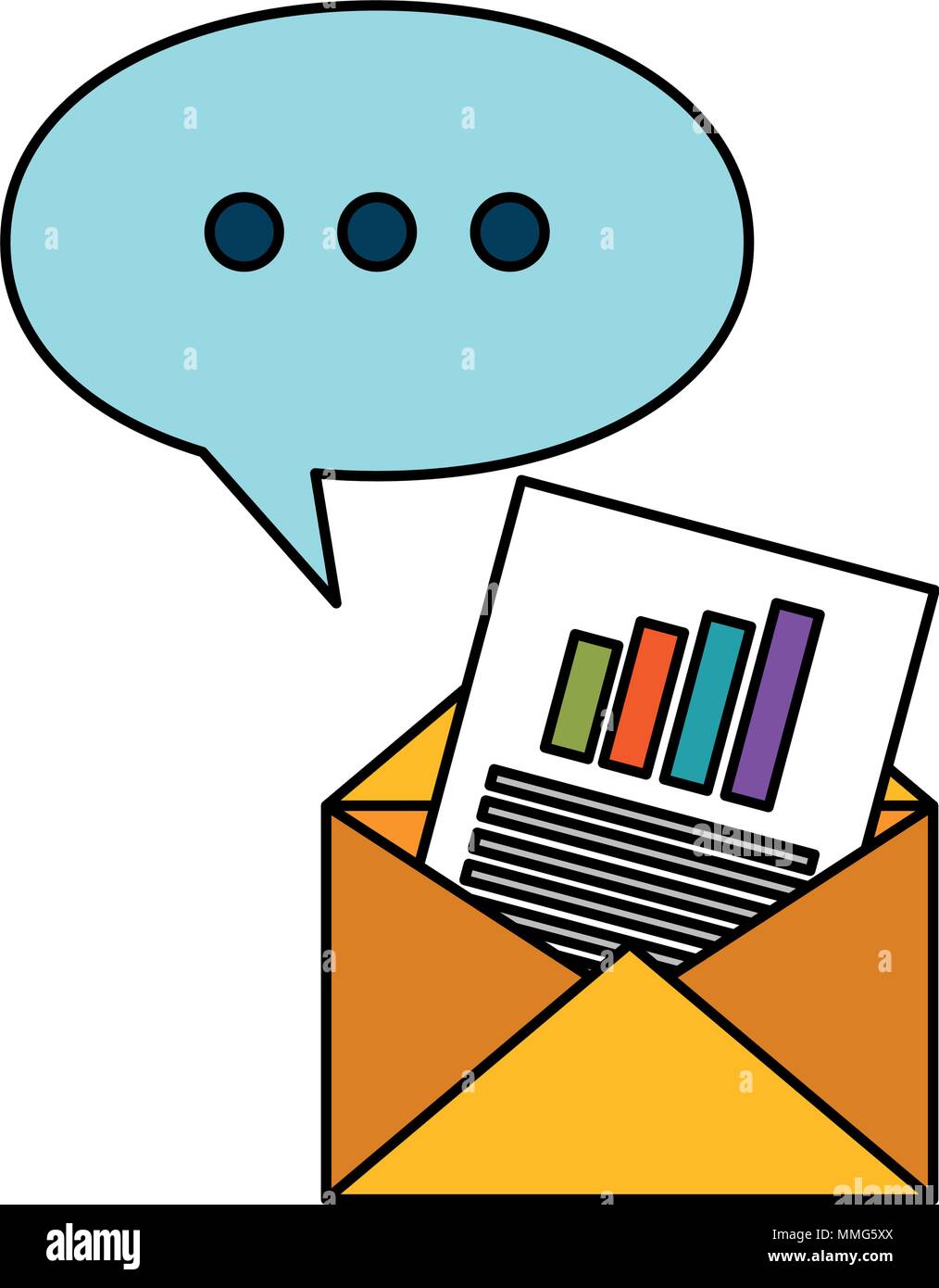 envelope mail with financial document and speech bubble Stock Vector ...