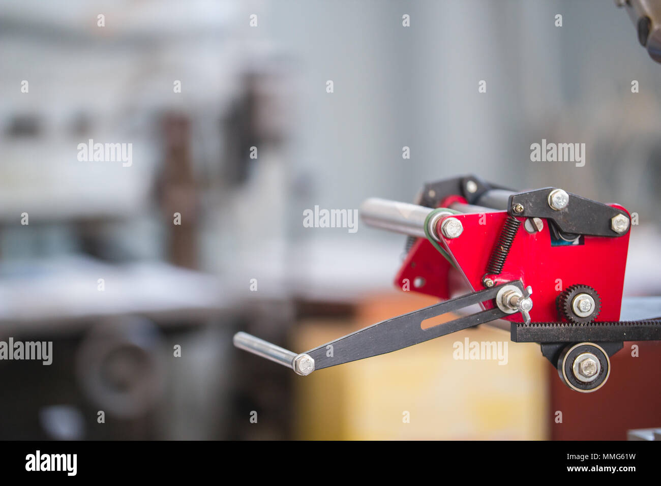 A small part of professional modern typography machine at a factory ...