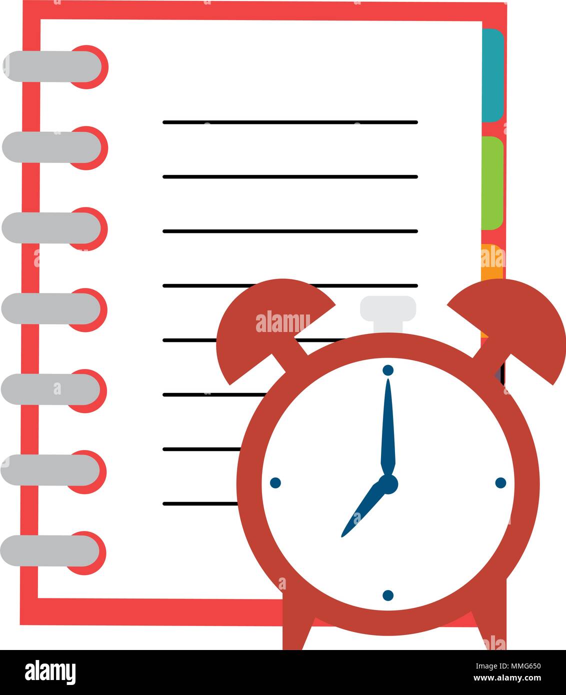 notebook school with alarm clock Stock Vector Image & Art - Alamy