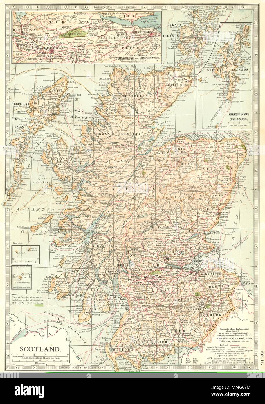 SCOTLAND. 1903 old antique vintage map plan chart Stock Photo - Alamy