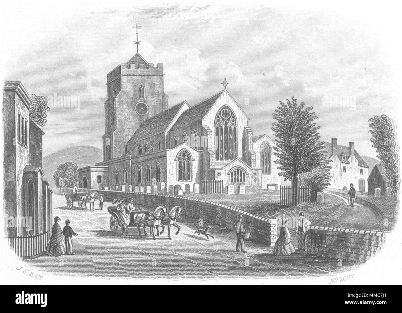 SUSSEX. St Mary's Church, Eastbourne. Rock 1860 old antique print ...
