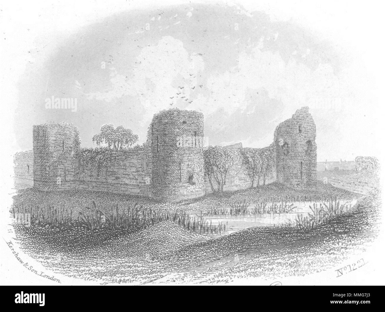 SUSSEX. Pevensey Castle, Eastbourne. Rock 1860 old antique print ...