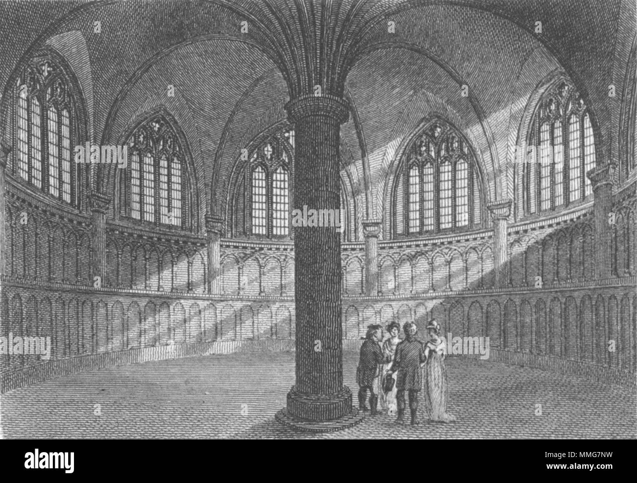 WORCS. Chapter House, Worcester Cathedral c1807 old antique print ...