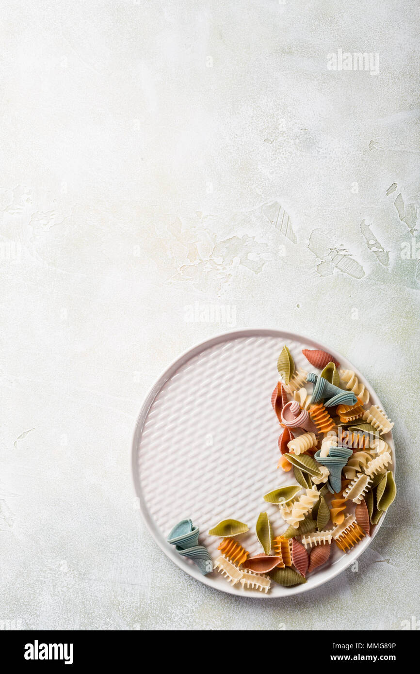 raw spelt flour assorted colorful pasta Stock Photo - Alamy