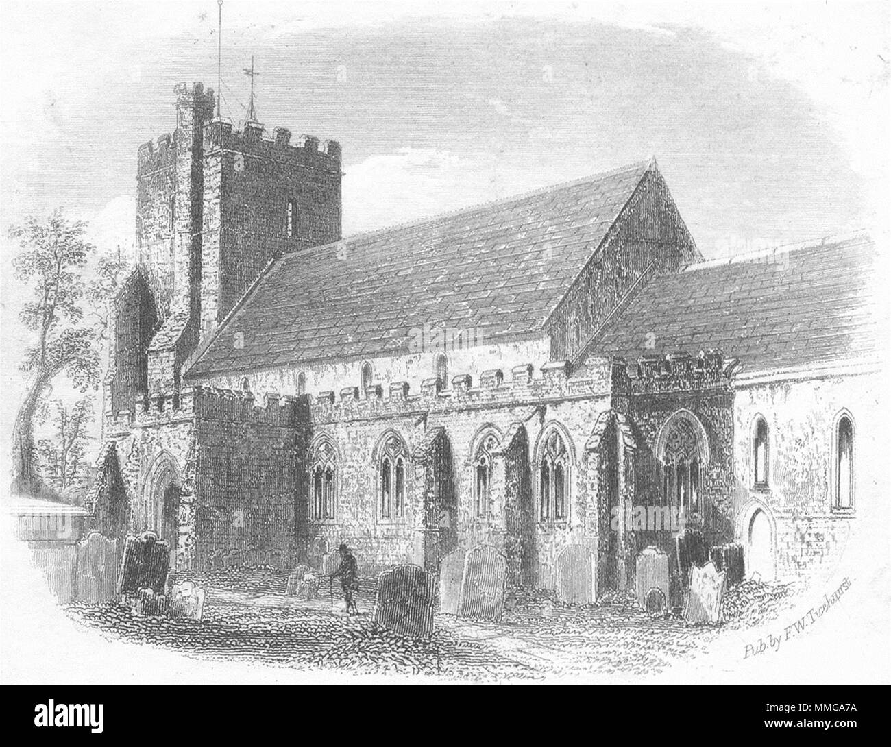 SUSSEX. Battle Church c1855 old antique vintage print picture Stock ...