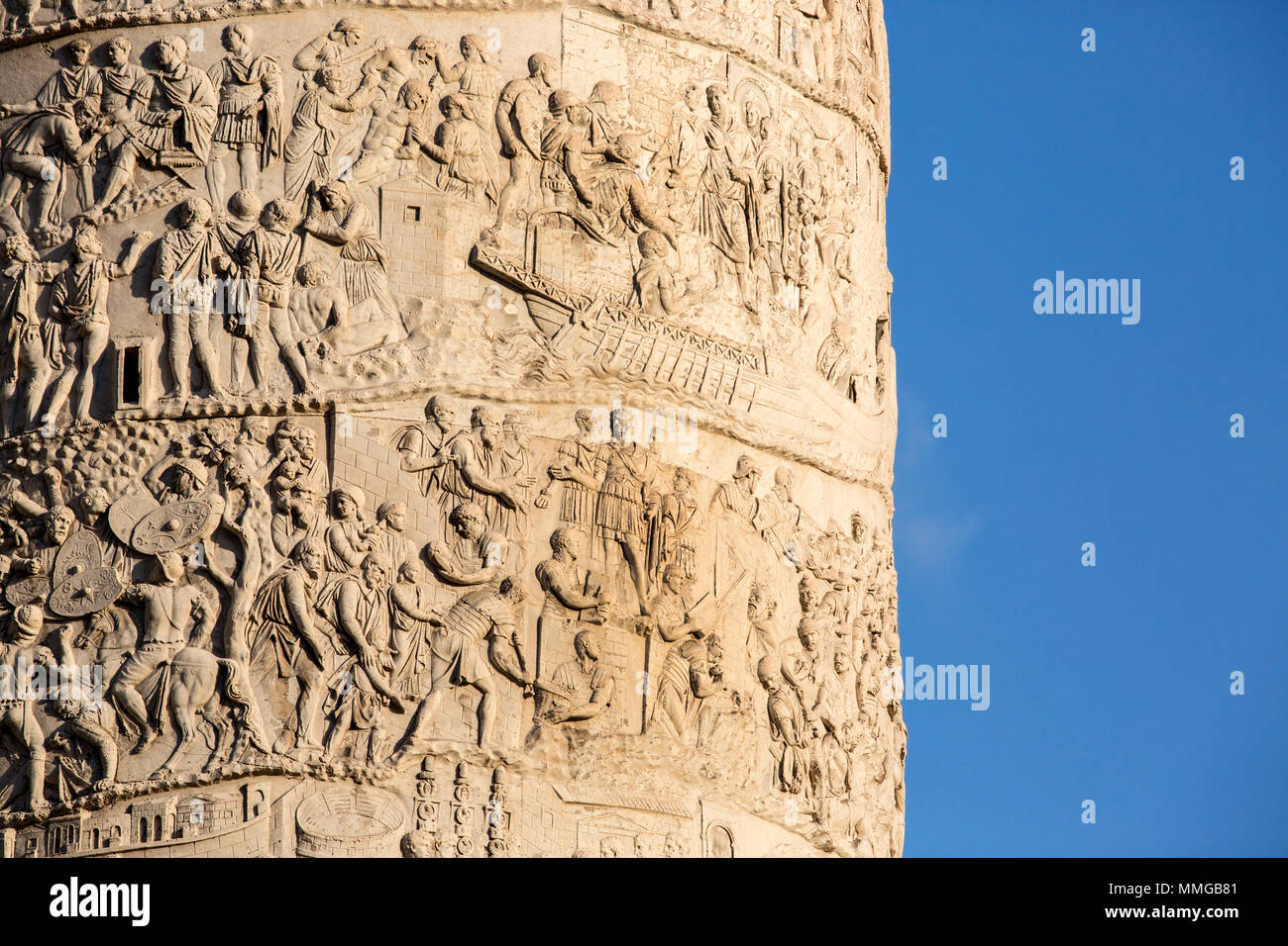 A detail of the helical frieze depicting Emperor Trajan's victory in ...