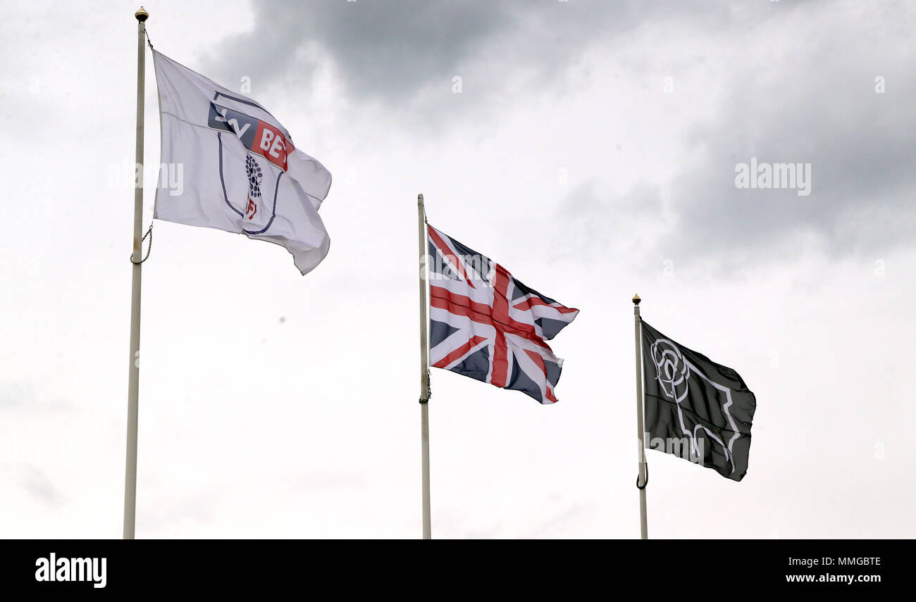 Flag poles outside the ground prior to kick-off during the Sky Bet ...