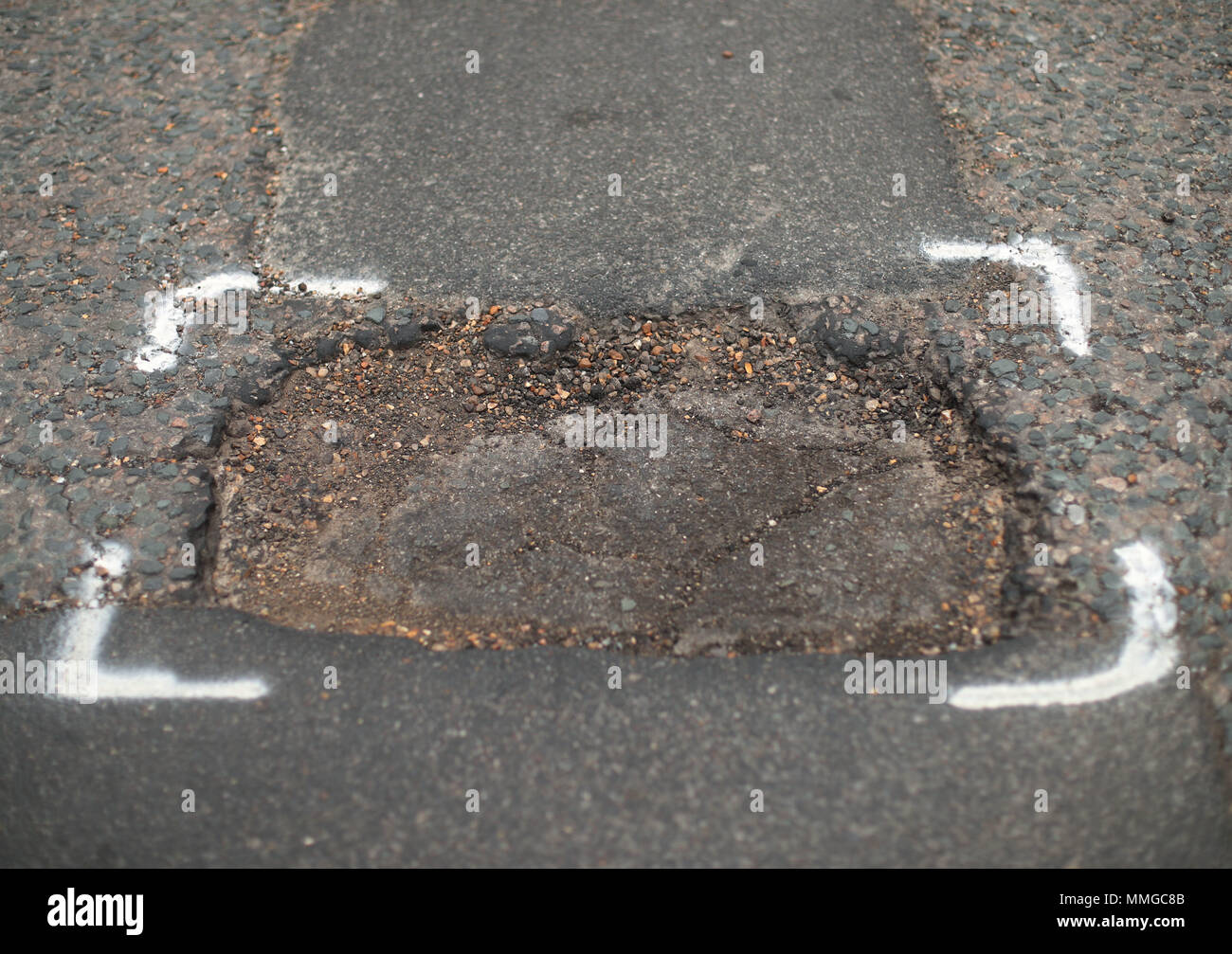 A pothole on a road in Islington, London Stock Photo - Alamy