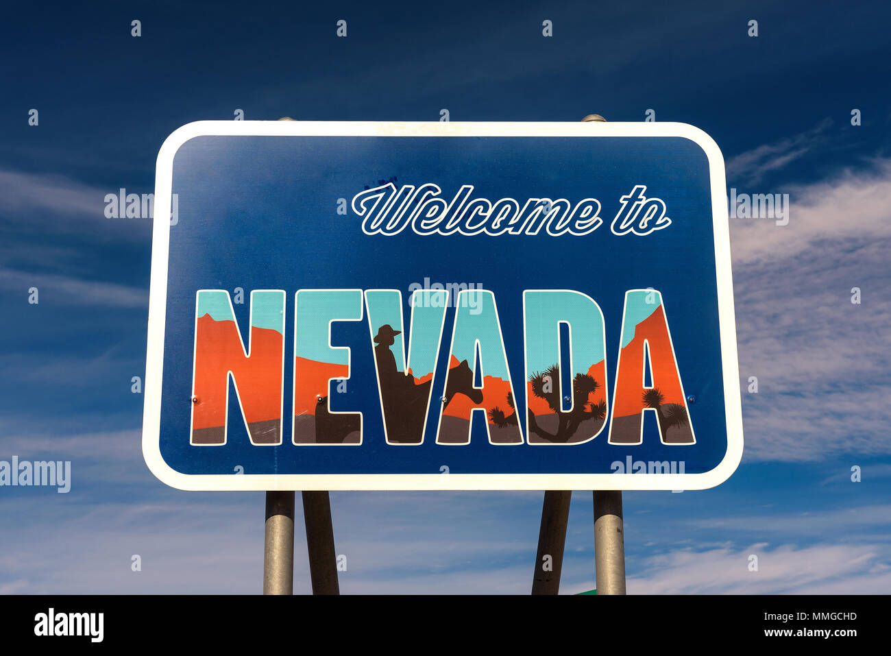 Welcome to Nevada road sign Stock Photo - Alamy