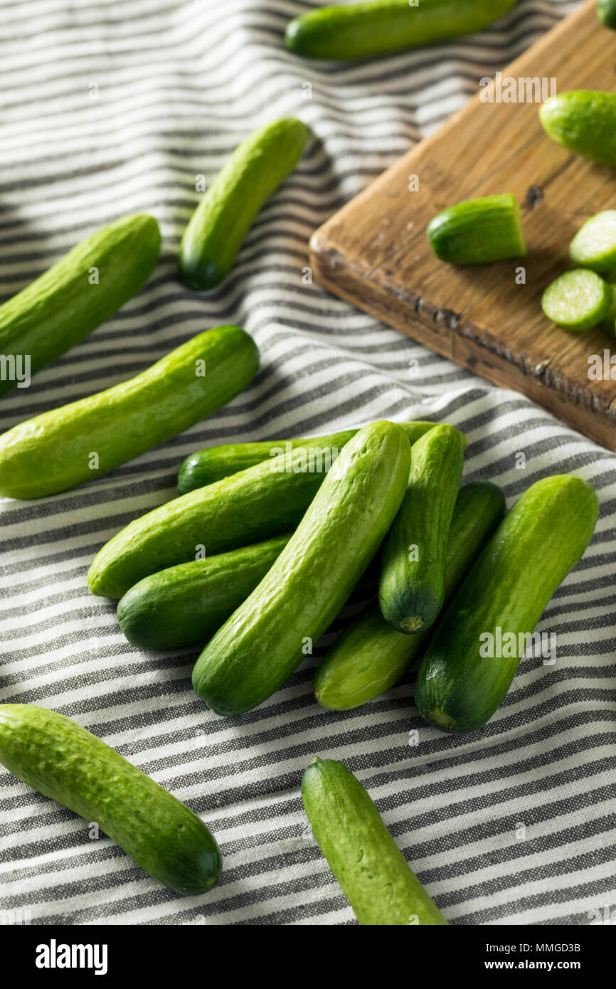 Raw Green Organic Baby Cucumbers Ready to Eat Stock Photo - Alamy