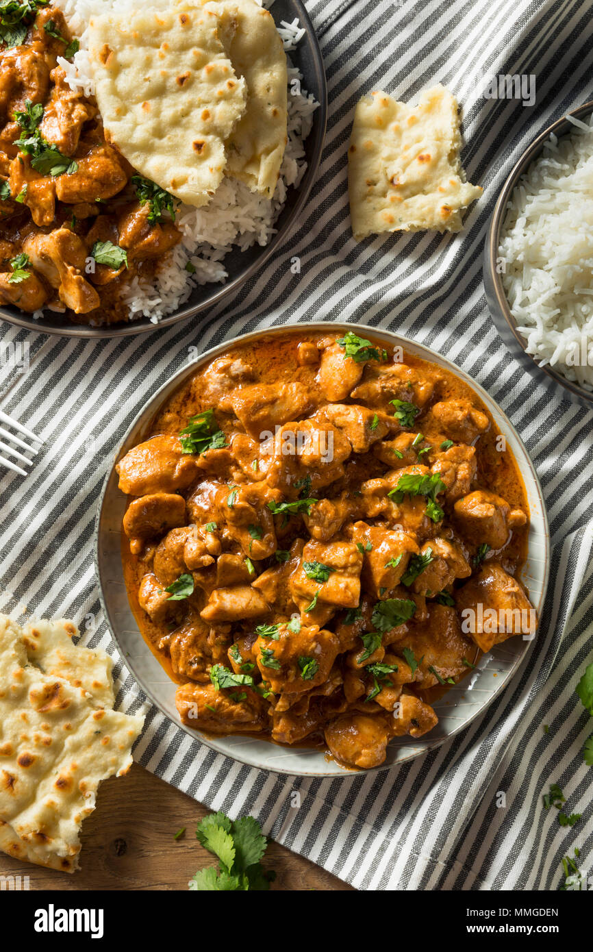 Butter Chicken And Naan And Rice