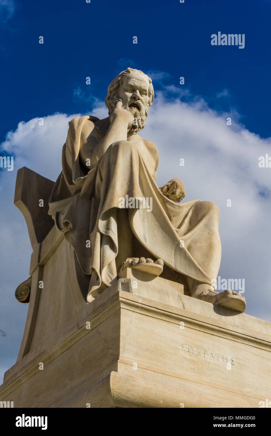 Statue of ancient Greek philosopher Socrates in the Academy of Athens ...