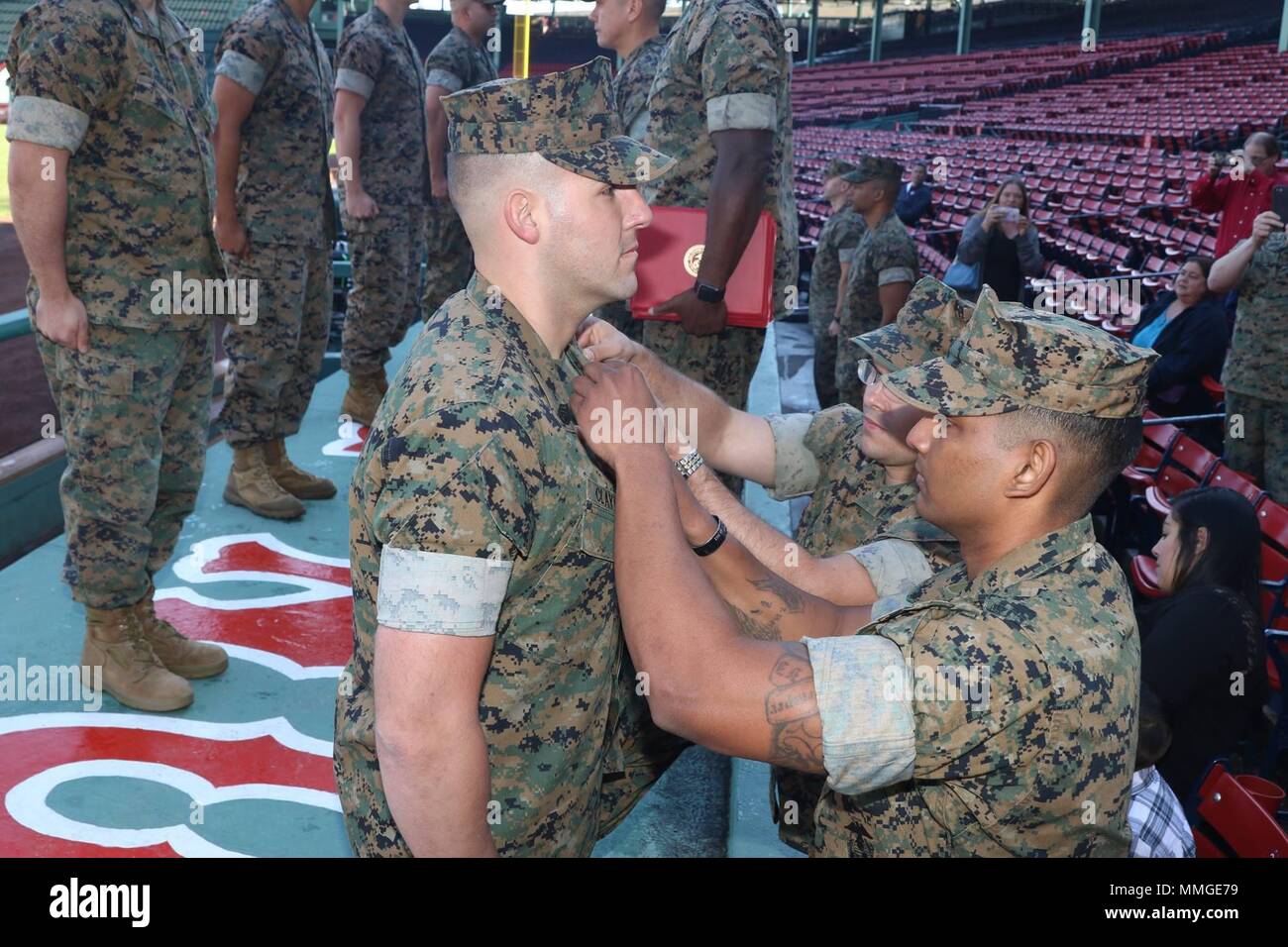 U.S. Marine Corps Gunnery Sgt. France Mahabub, military entrance ...