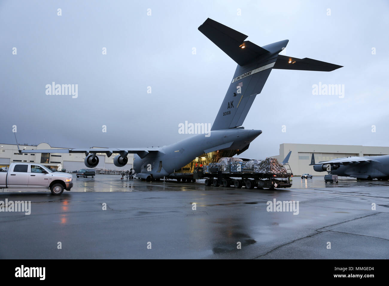 A C-17 Globemaster III and aircrew from the 176th Wing’s 249th Airlift ...
