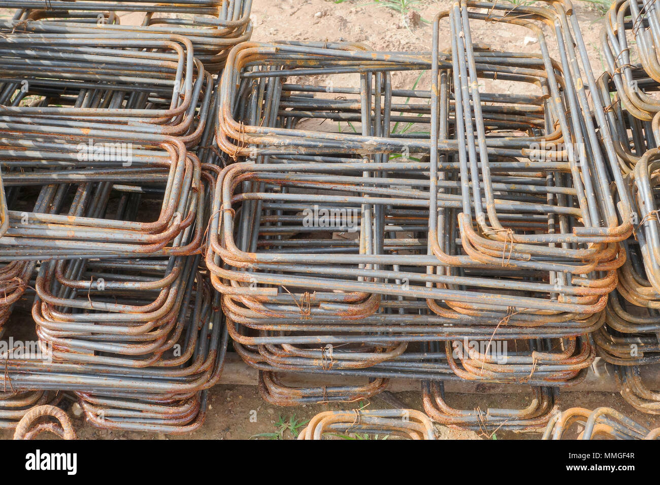 Steel bending work prepare for construction work Stock Photo - Alamy