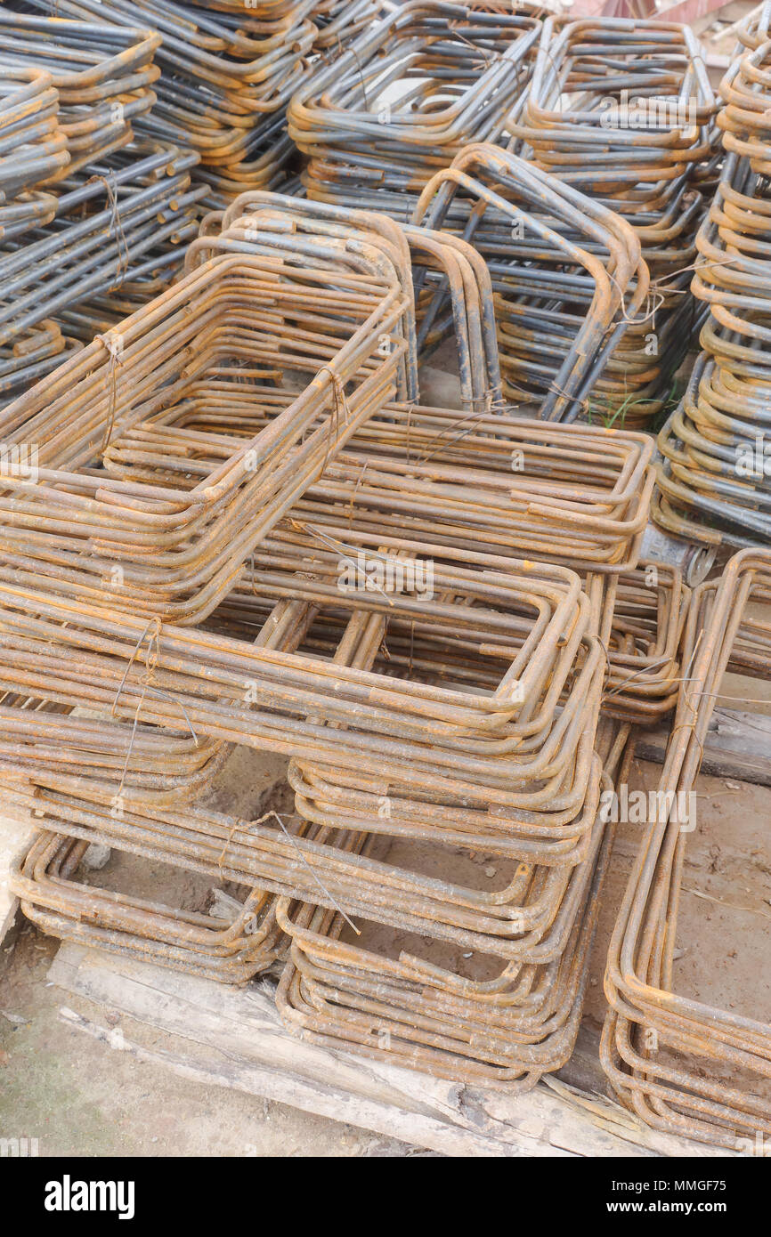 Steel bending work prepare for construction work Stock Photo - Alamy