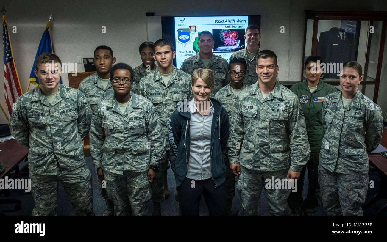 Col. Ray Smith, 932nd Operations Group commander, rear row, center, and ...