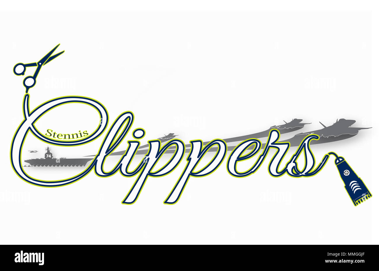 A logo for the USS John C. Stennis' (CVN 74) barbershop. (U.S. Navy ...