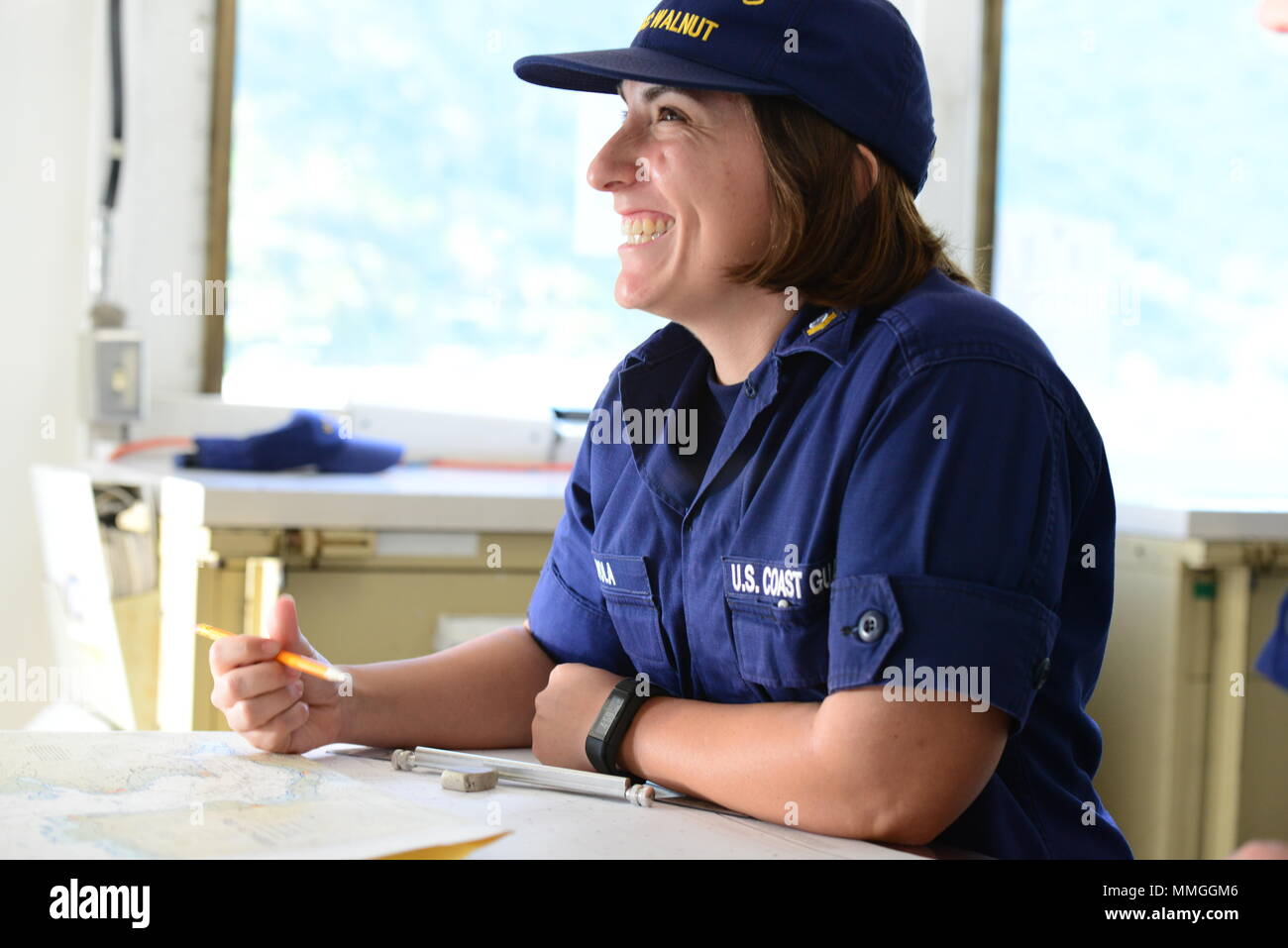 Petty Officer 1st Class Ruby Oyola, a storekeeper aboard U.S. Coast ...