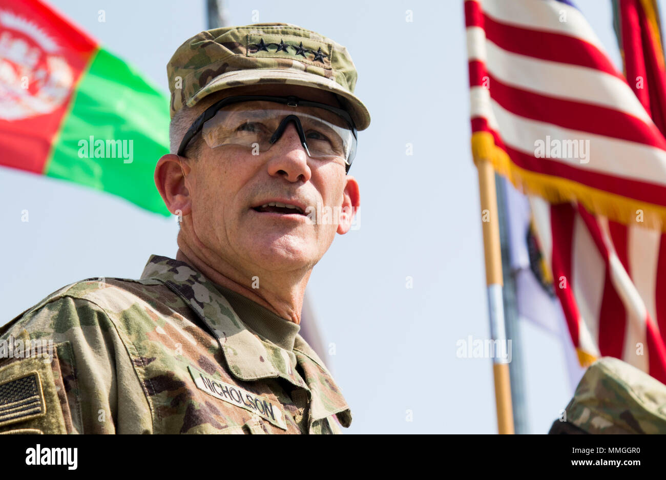 Resolute Support Mission Commander Gen. John W. Nicholson speaks at a ...