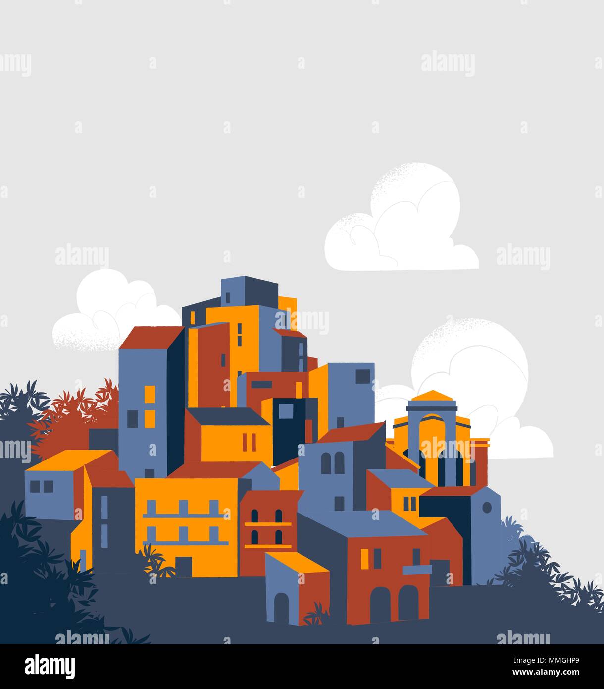 Gorgeous historical town on the country hill Stock Vector Image & Art ...