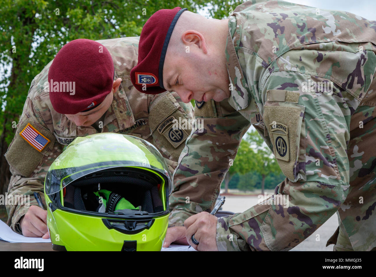U.S. Army Sgt. 1st Class Darron Soren (right) and Pfc. Jacob Sliger ...
