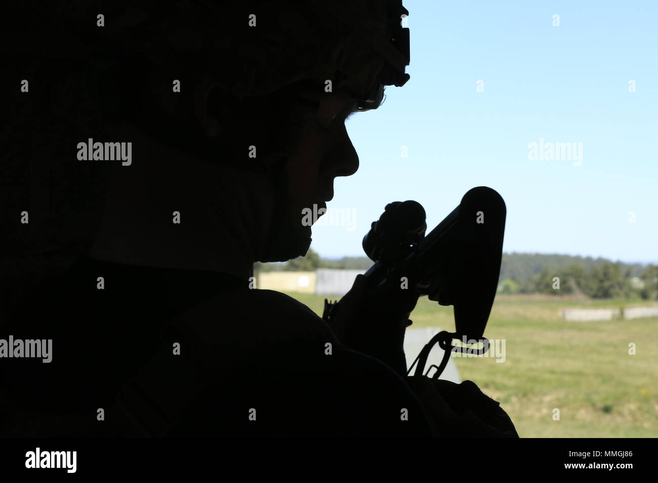 U.S. Army Tyler Yoakum, 1st Battalion, 4th Infantry Regiment, acts the ...