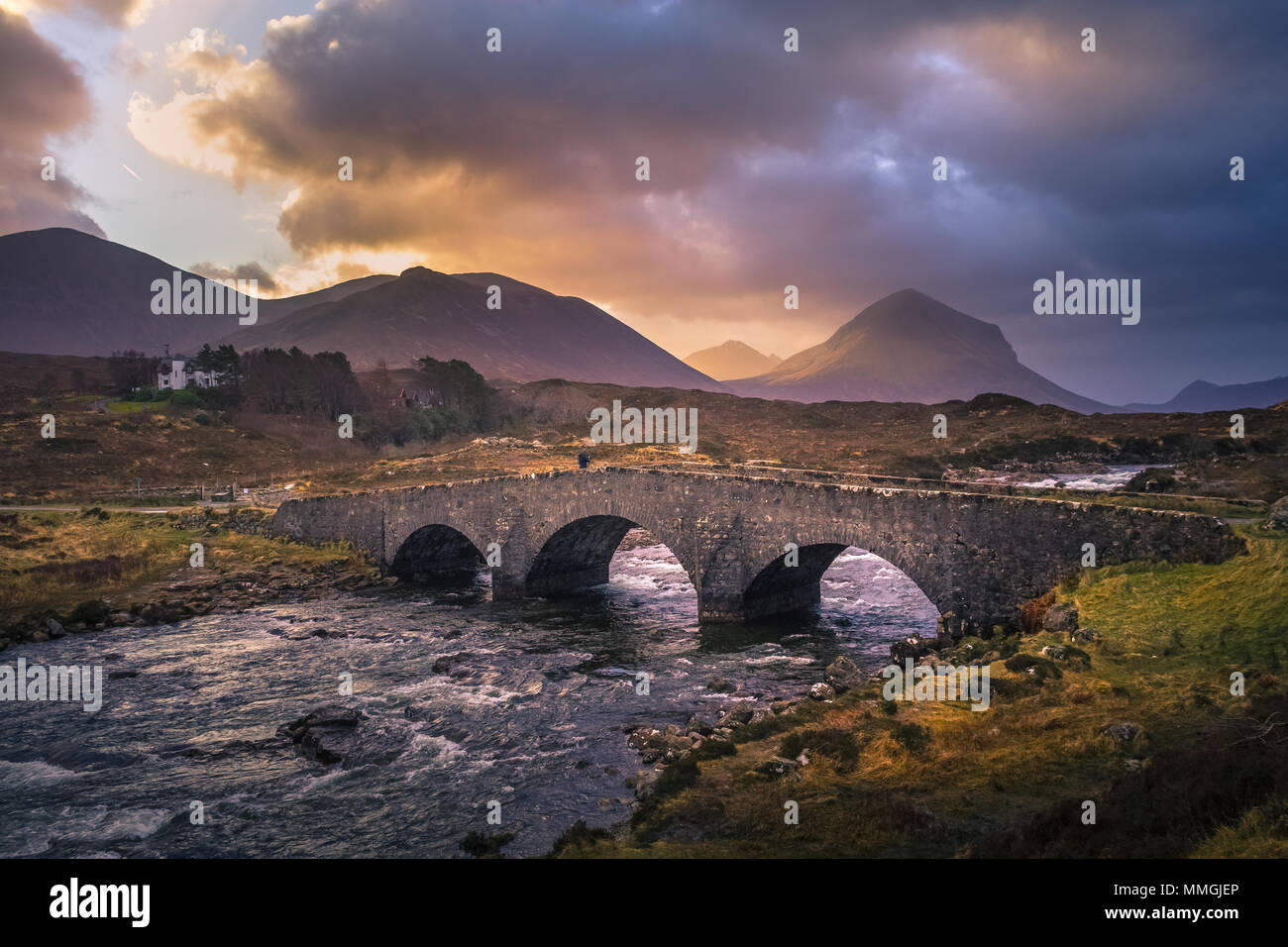 scotland highland landscape sunset Stock Photo - Alamy