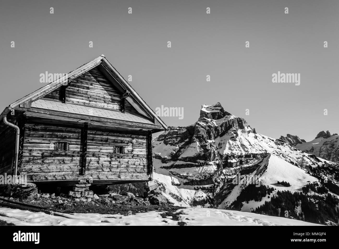 Old shack in swiss mountain Stock Photo - Alamy